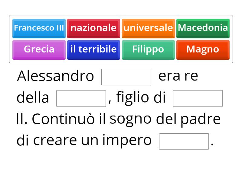Alessandro Magno - Missing word