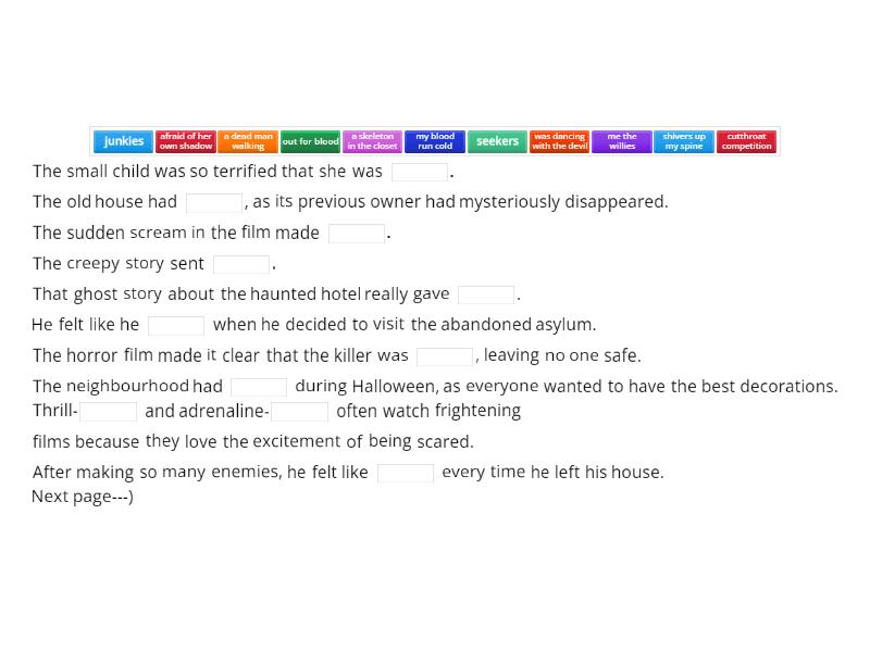 ielts horror context - Complete the sentence