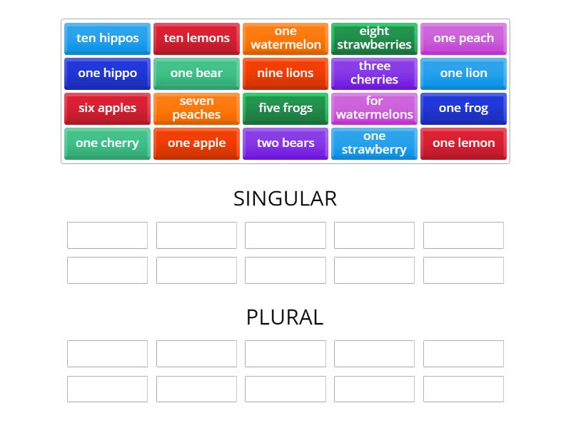 Singular&Plural, fruits&animals - Group sort