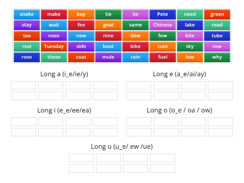 Long Vowel Sorting - Ordenar por grupo