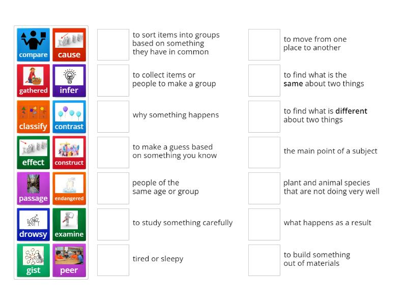 Tier II Vocabulary - Match up