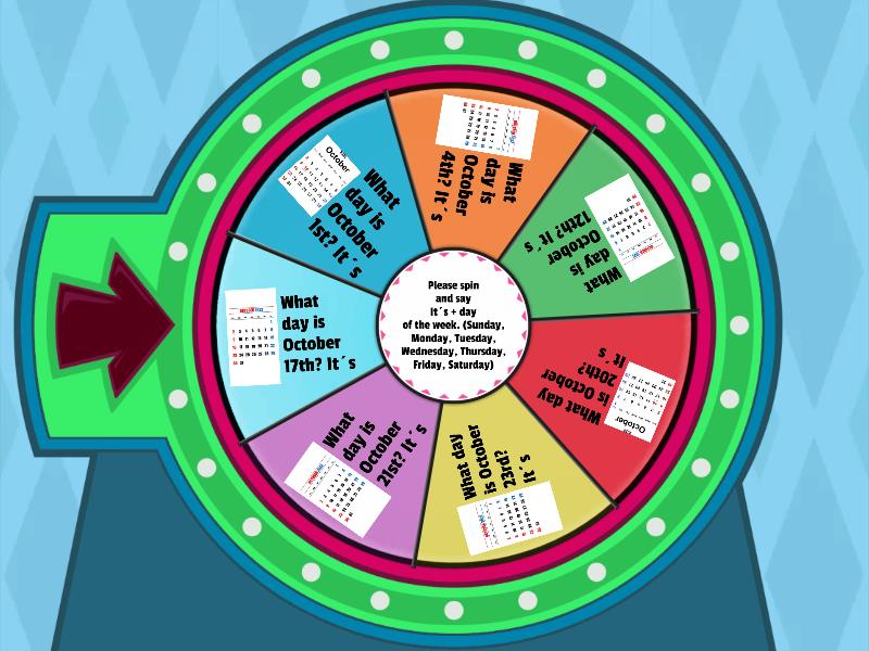 Days Of the week. - Spin the wheel