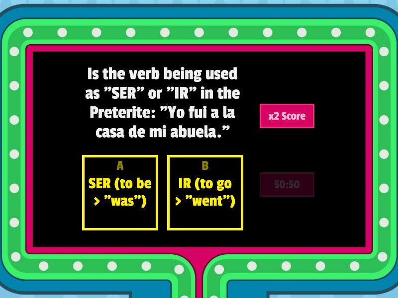 "Ser" and "Ir" Preterite - Gameshow quiz