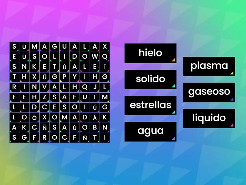 sopa de letras de estados de la materia - Wordsearch