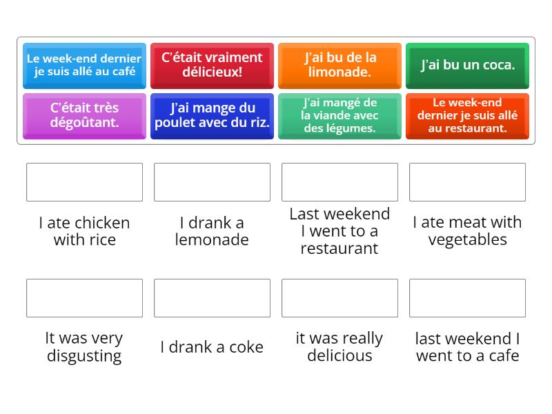 Y8 French - restaurant spelling practice - Match up
