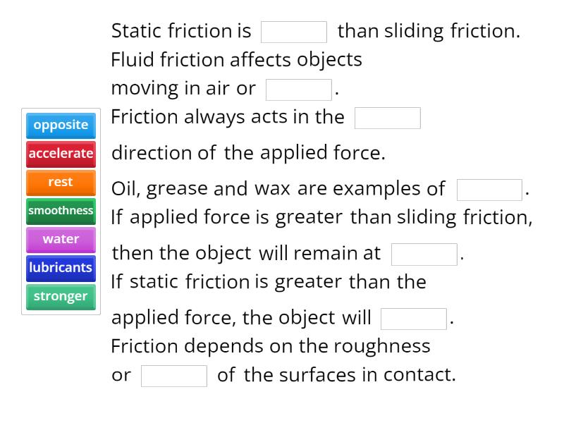 Friction - Complete the sentence