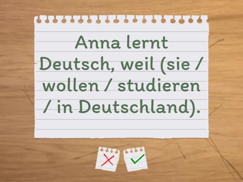 Menschen A2 Lektion 8 weil / denn / deshalb - Flash cards
