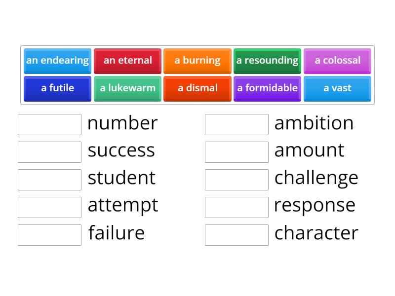 adjective + noun collocations - Match up