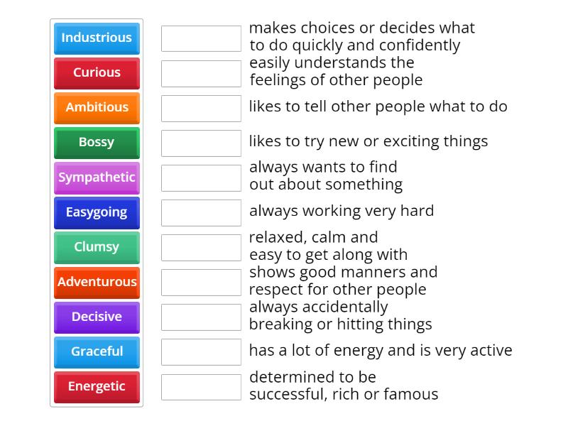 Character traits - Match up