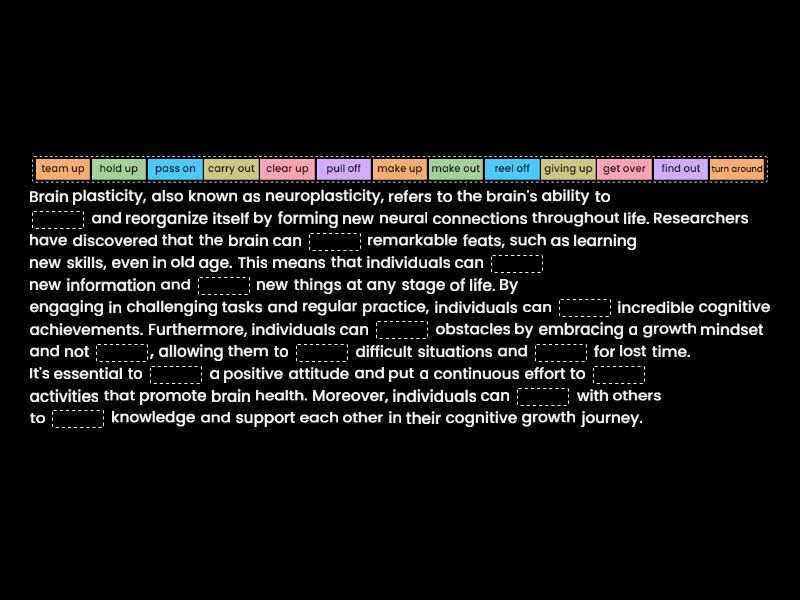 Insight Adv Unit 4 phasal verbs - text - Complete the sentence