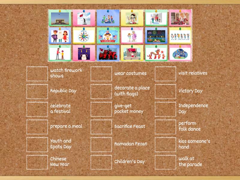 matching activity Festivals 5th grade - Match up
