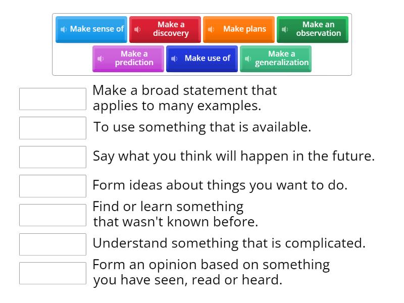 Collocations with MAKE - Match up