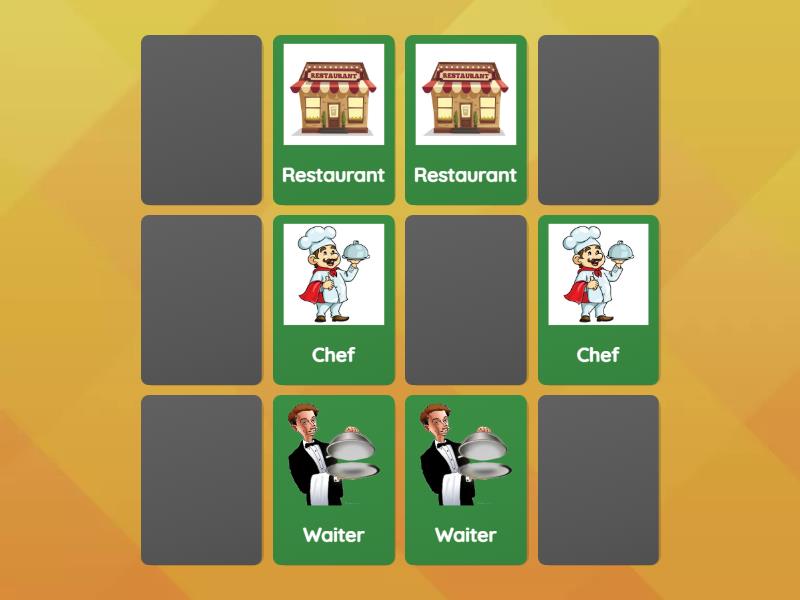 Restaurant Vocabulary - Matching pairs