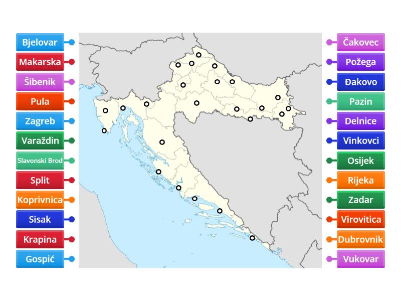 Gradovi Hrvatske Karta - Labelled diagram