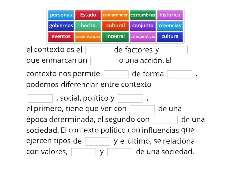 El contexto - Complete the sentence