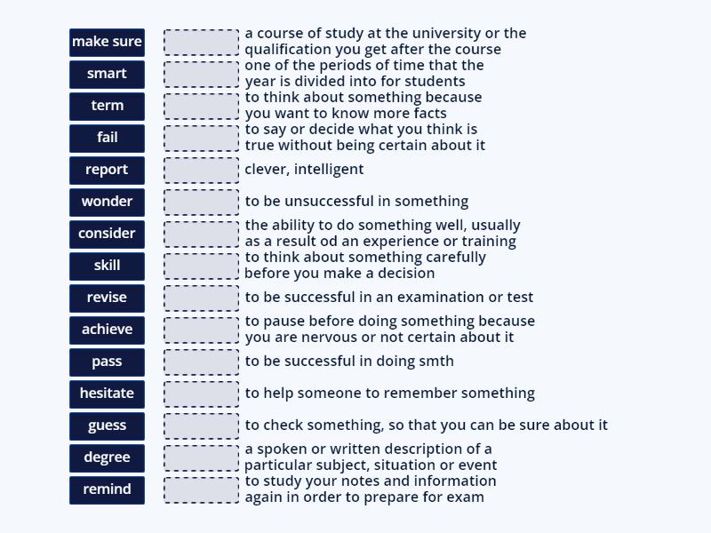 DESTINATION B1 UNIT 6 VOCABULARY - Une las parejas