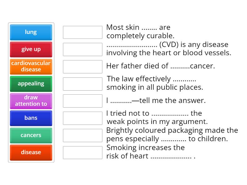 World No Tobacco Day - Vocabulary - Match up