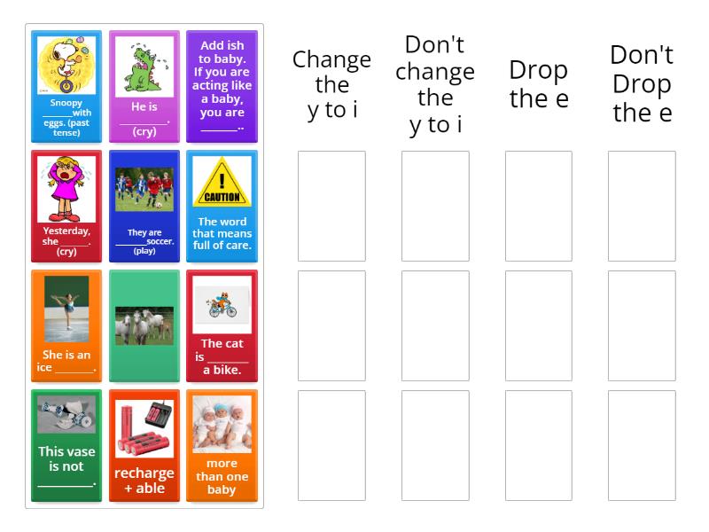 The Y Rule and the Drop the E rule - Group sort