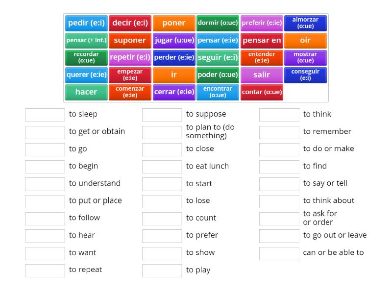 Pan 4 verbs & meanings - Match up