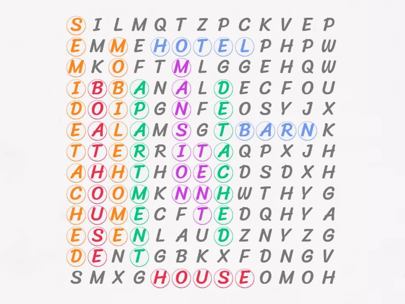 Types of Homes-2nd class - Sopa de letras