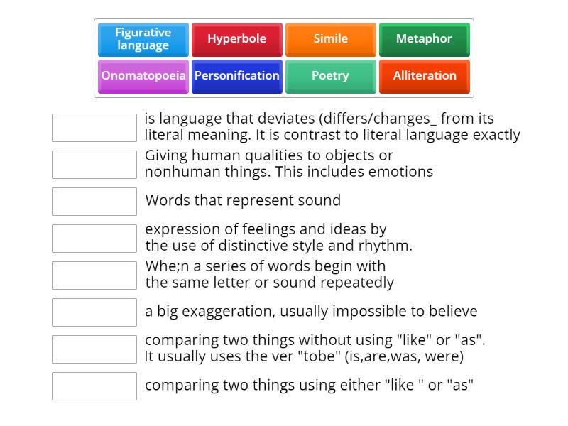 Figurative language exam miercoles 17 - Une las parejas
