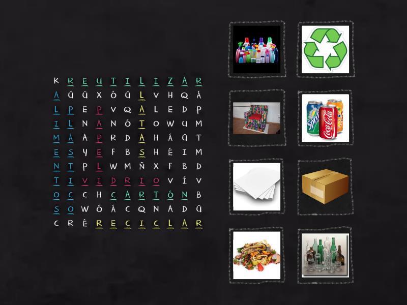 reciclaje - Sopa de letras