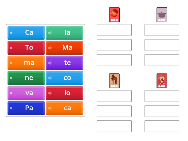 6- Encontre as Sílabas das Palavras - Group sort