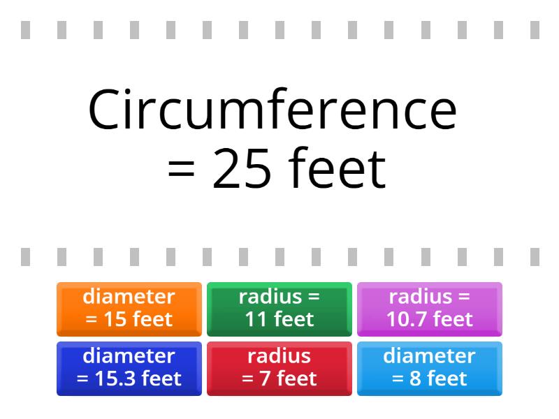 Circumference Backwards - What is the radius or diameter? - Find the match