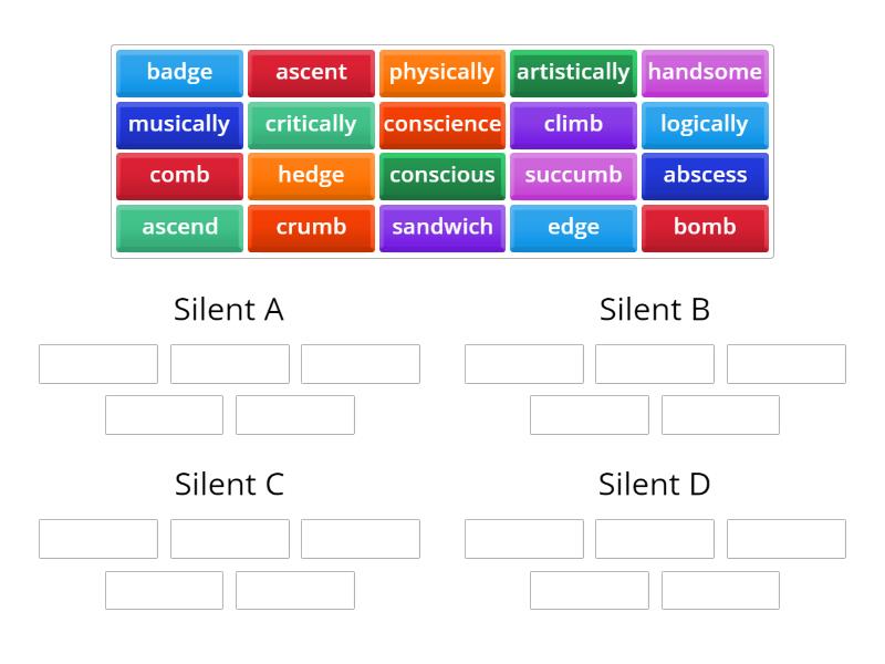 Which letters are silent? (Part 1) - Group sort