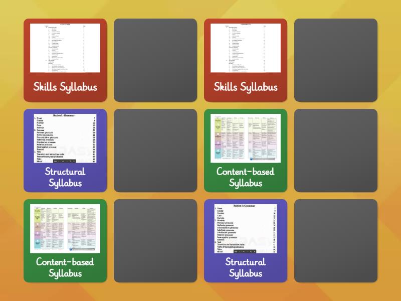 Types of Syllabus - Matching pairs