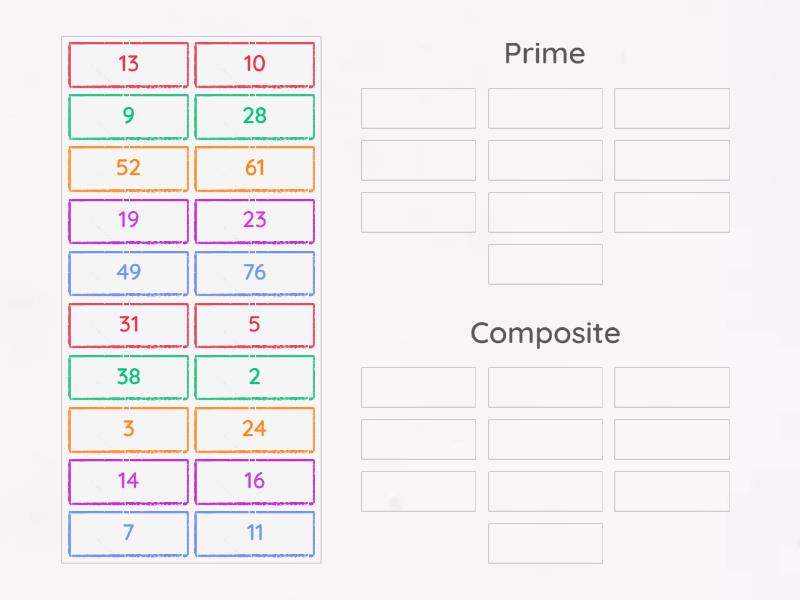 Prime and Composite Numbers - Group sort