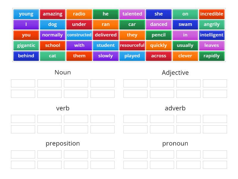 Word Types (Year 4 SUPER CHALLENGE) - Group sort