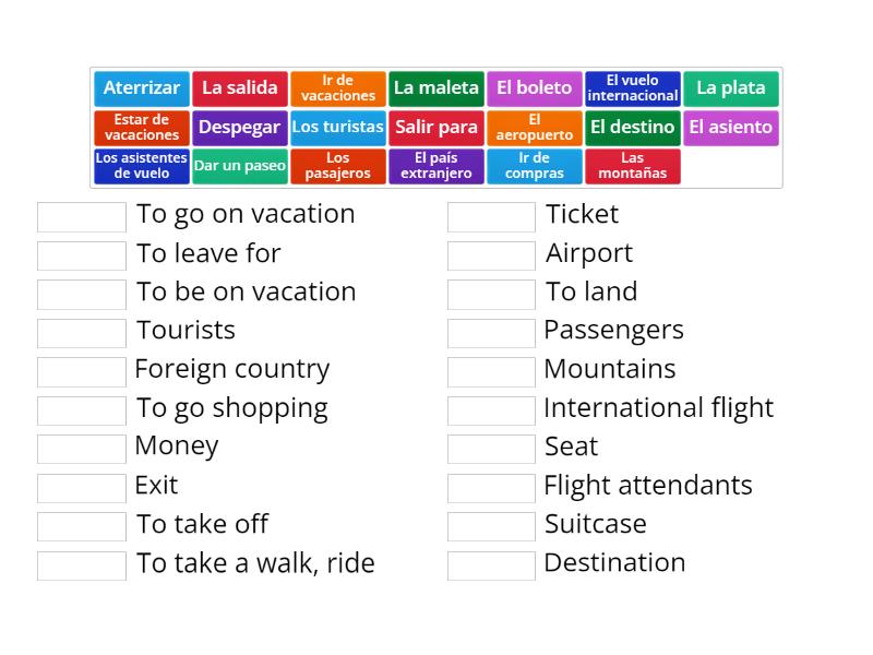 El vocabulario del viaje - Match up