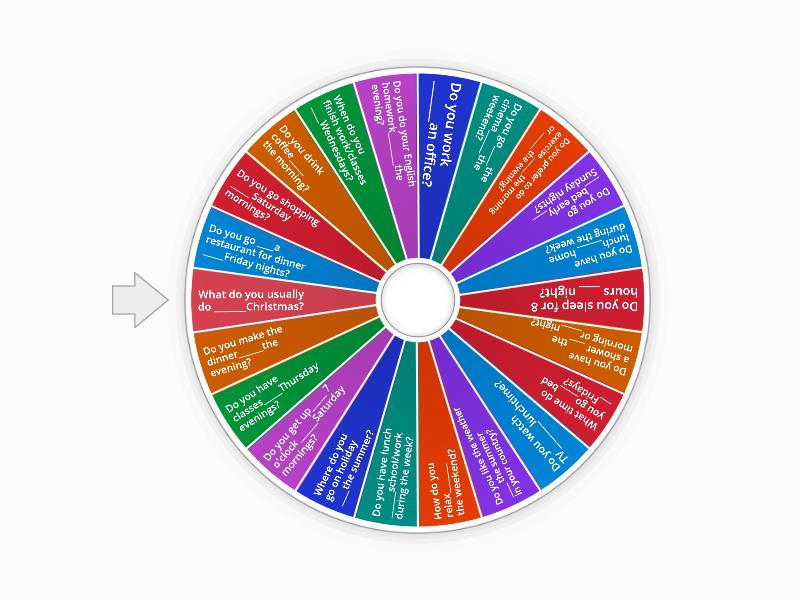 4B COMMUNICATIVE Prepositions questionnaire - Spin the wheel