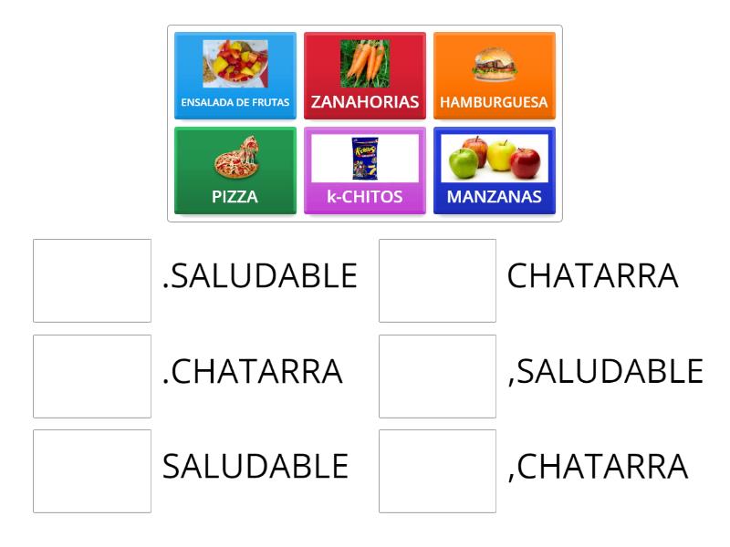 COMIDA SALUDABLE Y COMIDA CHATARRA - Match up