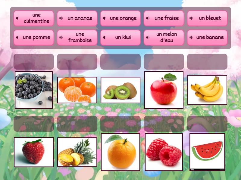 Le vocabulaire des fruits 1 - Match up