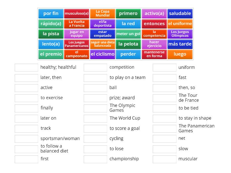 Avancemos 2 Unit 2, Lesson 1 Vocabulary - Match up