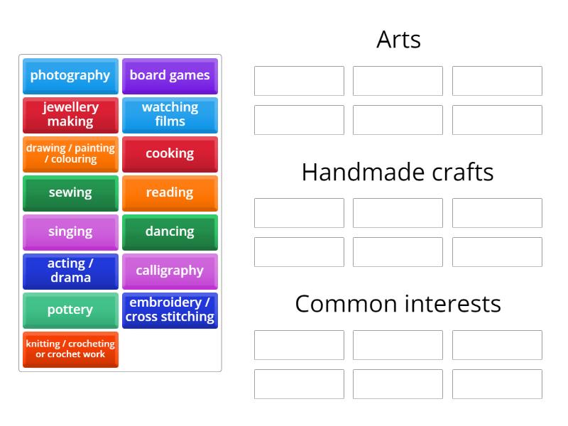 Hobbies - Group sort