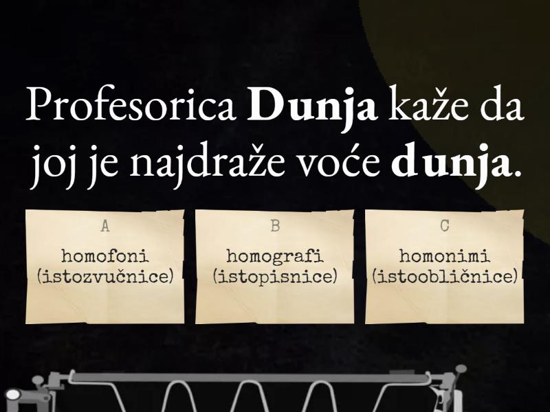 Homonimi, homofoni, homografi - Quiz
