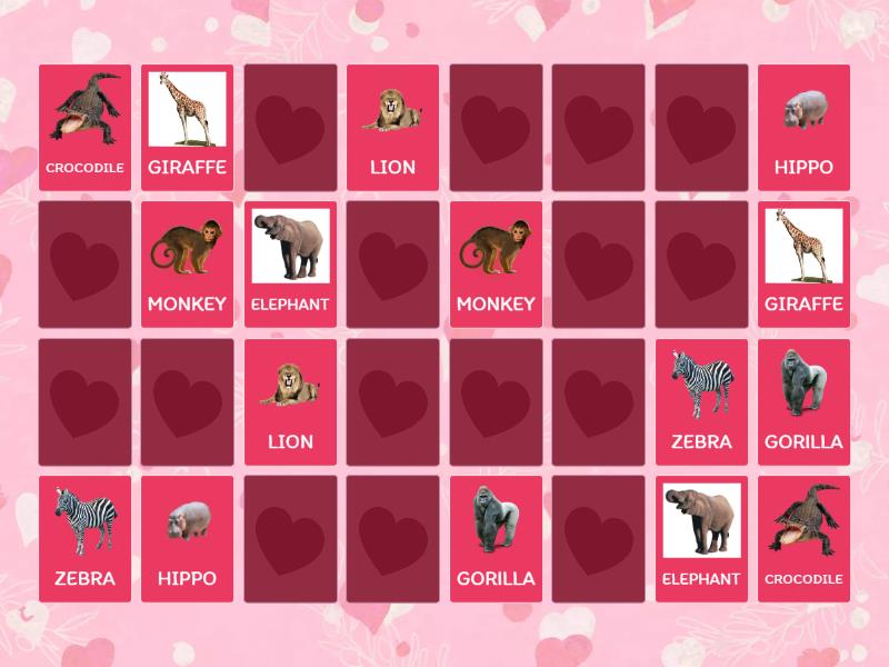 DEX 2 UNIT 4 ZOO ANIMALS (Kasia) - Matching pairs