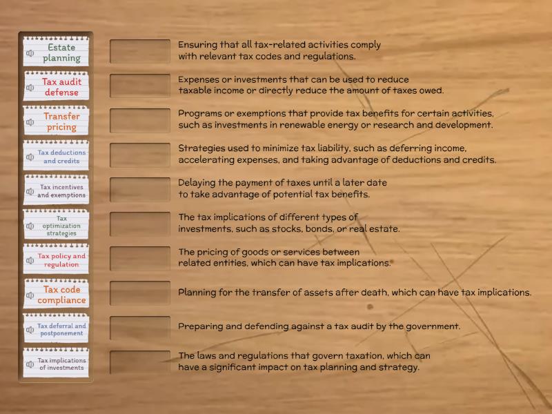 Tax Planning - Match up