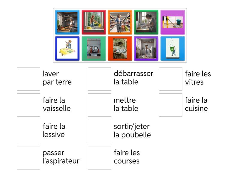Les tâches ménagères - Match up