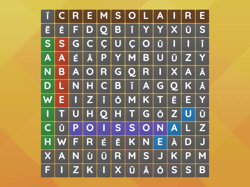 La plage - Wordsearch