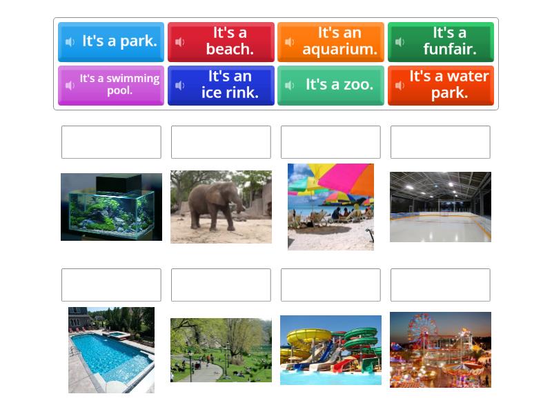 Tiger and Friends 2, unit 6, lesson 1, 'It's an ice rink' etc. - Match up