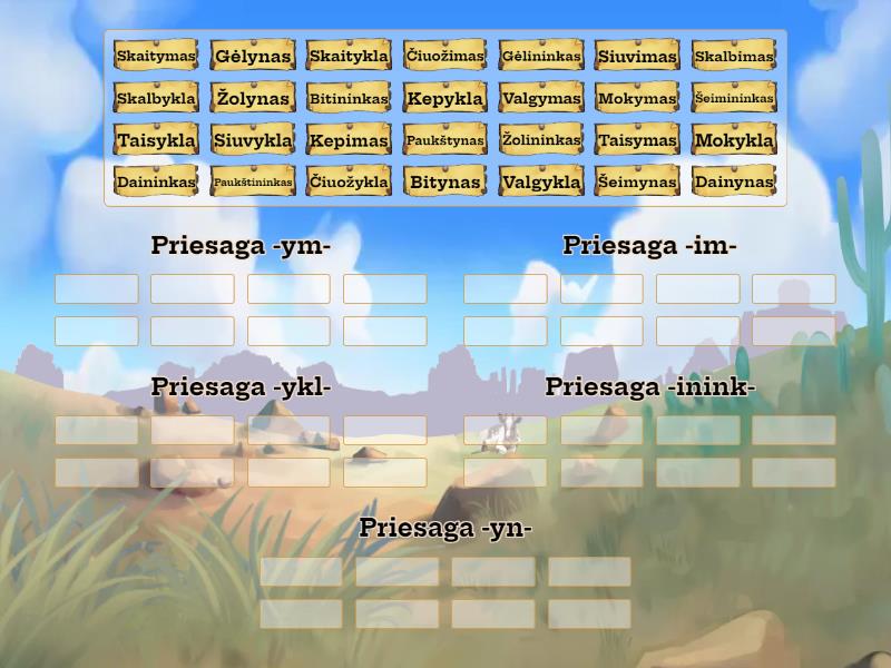 Žodžiai su priesagomis - Group sort