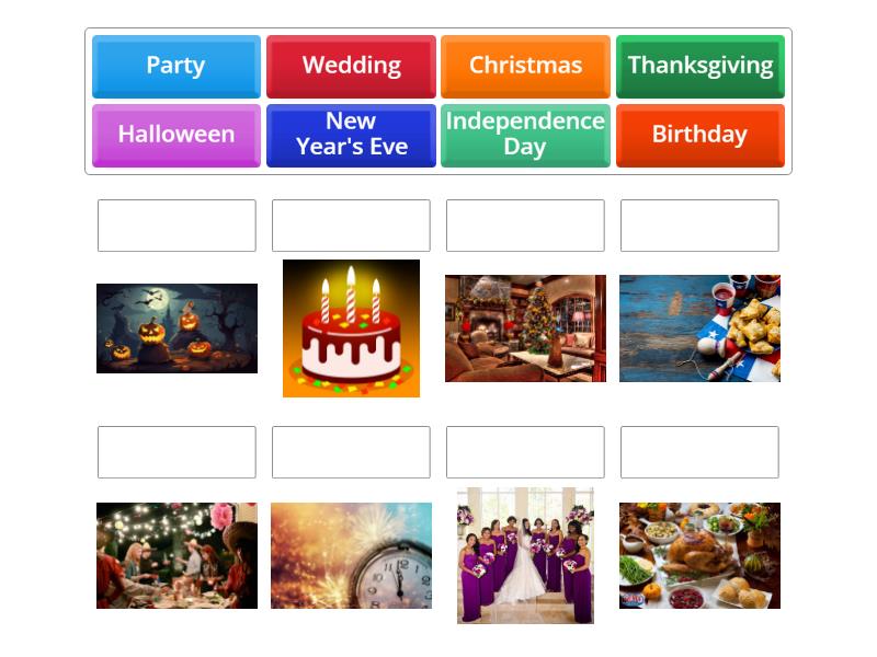 Unit 3 - Holidays/Celebrations (vocabulary) - Une las parejas