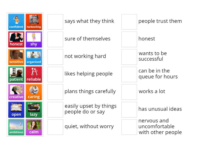 1B Life Maps. Character traits - Match up