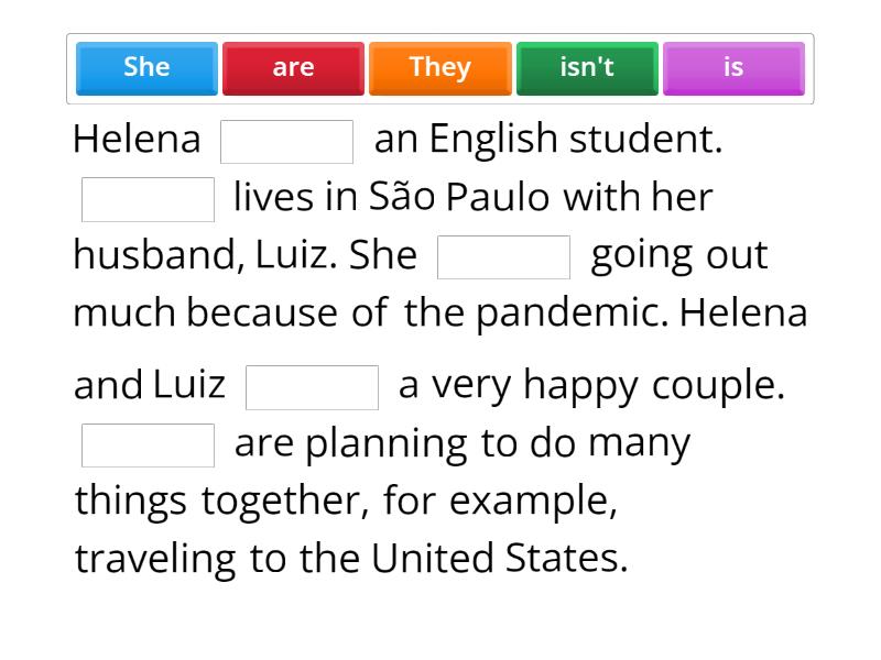 Verb to Be text - Complete a frase