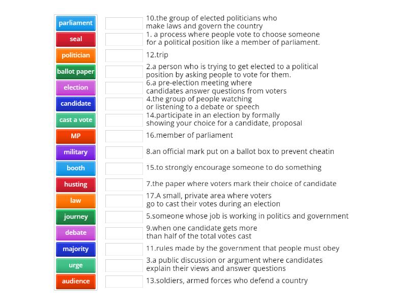 4th July General Election matching activity - Match up