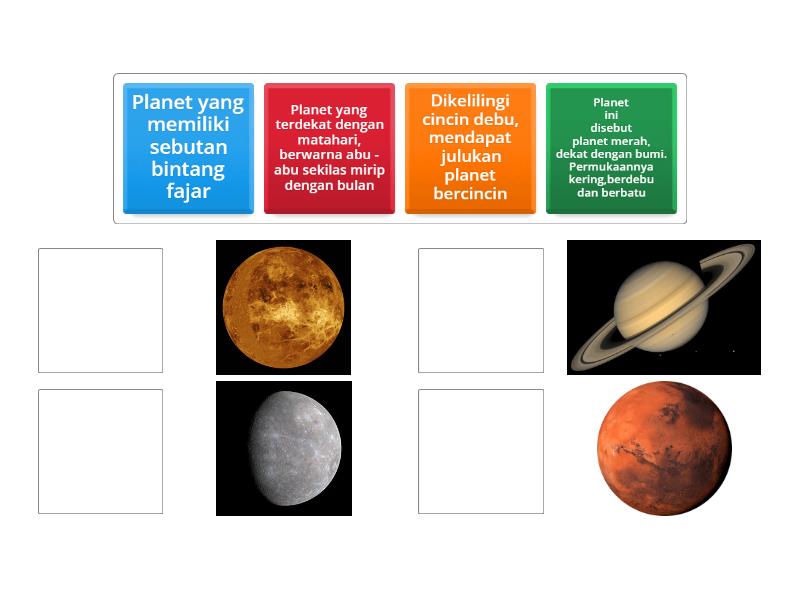 Pasangkanlah gambar planet dengan karakteristiknya! - Match up